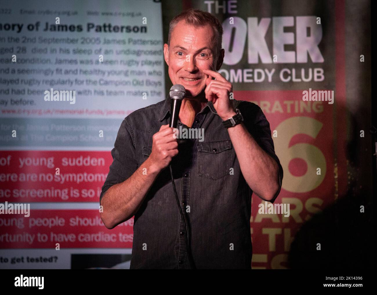 Ben Norris, stand-up comedian at a Charity Comedy Night, Chalkwell Park ...