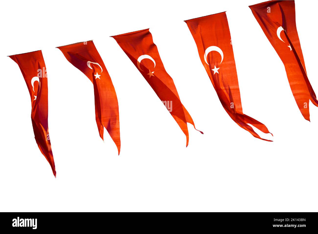 Turkish flags isolated on white backround featuring star and crescent ...