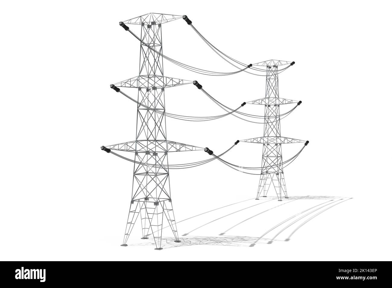 Electricity pylons isolated on white background - power, current ...