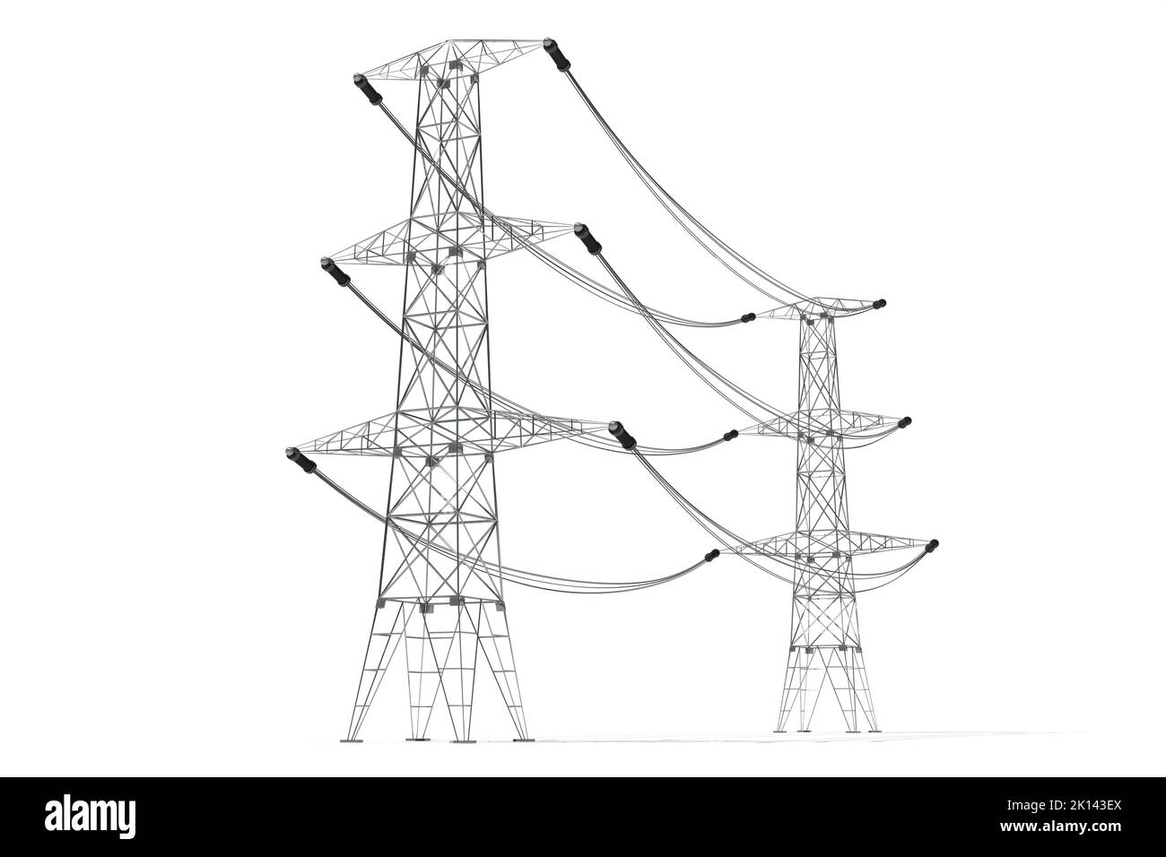 Electricity pylons isolated on white background - power, current ...