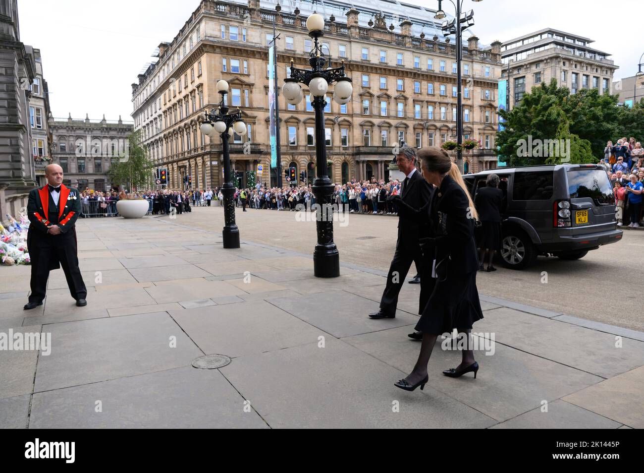 The Princess Royal and Vice Admiral Sir Tim Laurence arrive for a visit ...