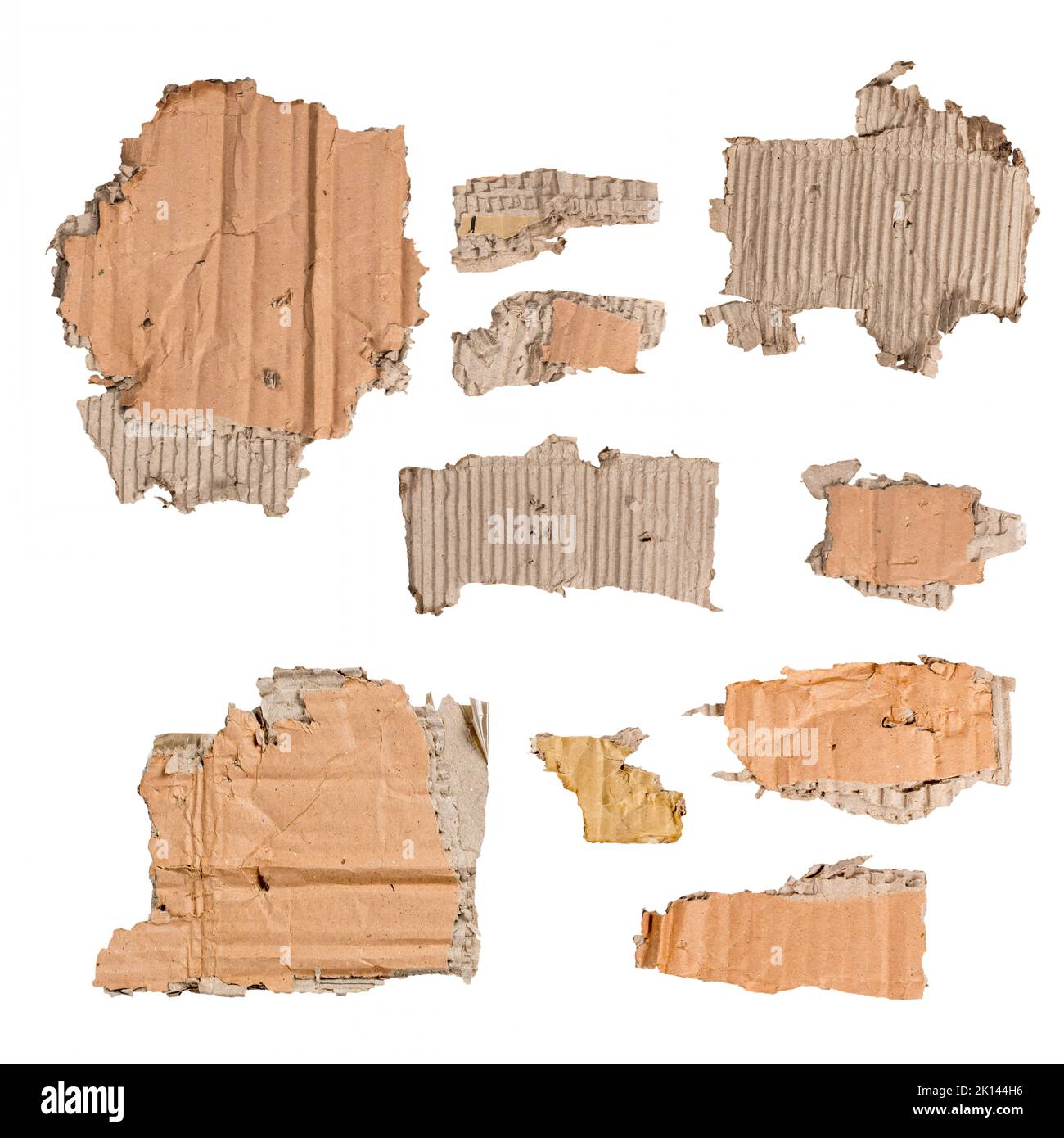 Collection of a cardboard pieces isolated on white background Stock ...