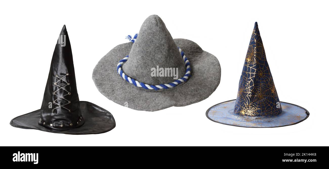 Set of witch hats isolated on white background Stock Photo - Alamy