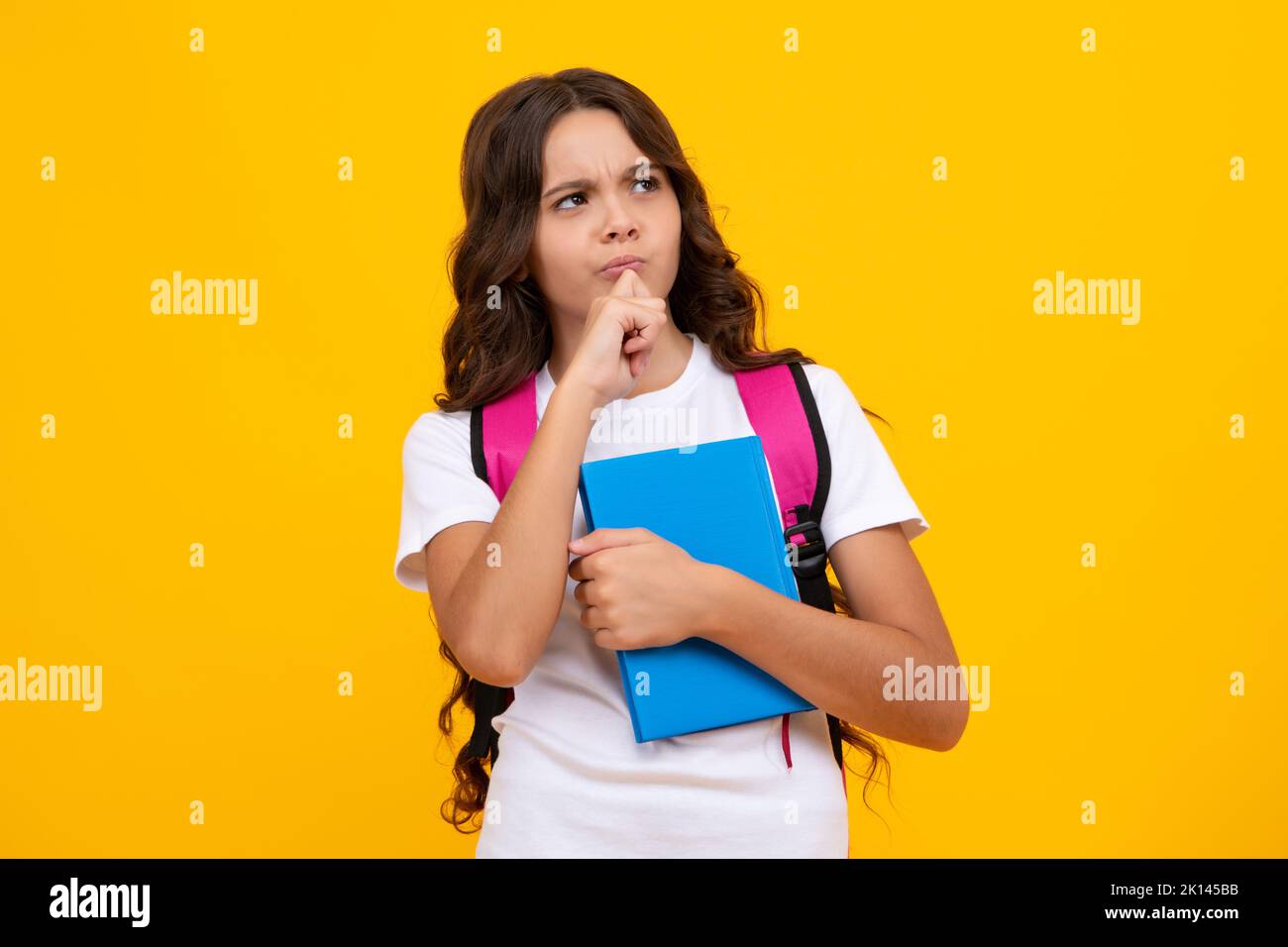 Thinking pensive clever teenager girl. Back to school. Schoolgirl ...