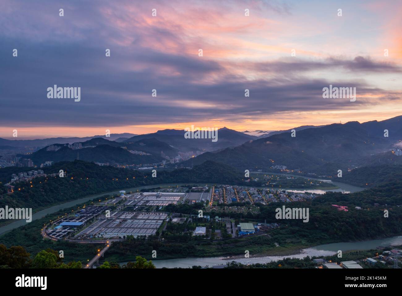 Superb sunrise landscape of Zhitan Purification Plant from Zhitan area ...