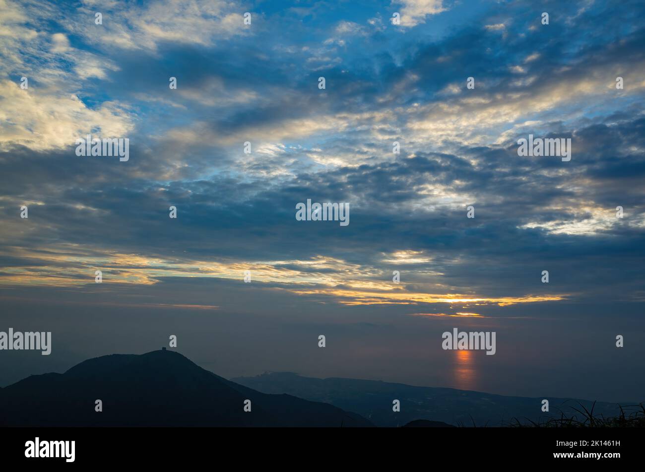Beautiful sunset landscape from Yangmingshan National Park at Taipei ...
