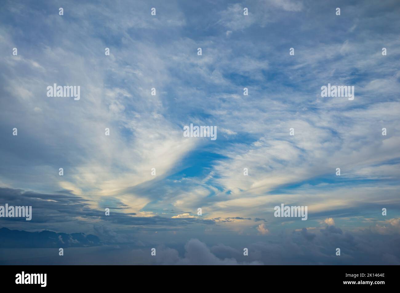 Aerial view of the clouds and mountain landscape over Taipei area at ...