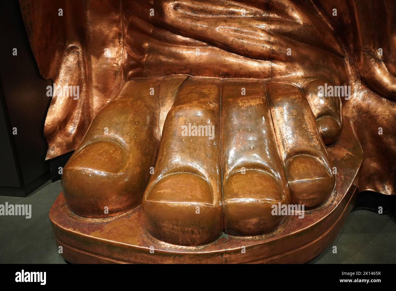 Liberty Statue New york city usa replica of copper foot Stock Photo - Alamy