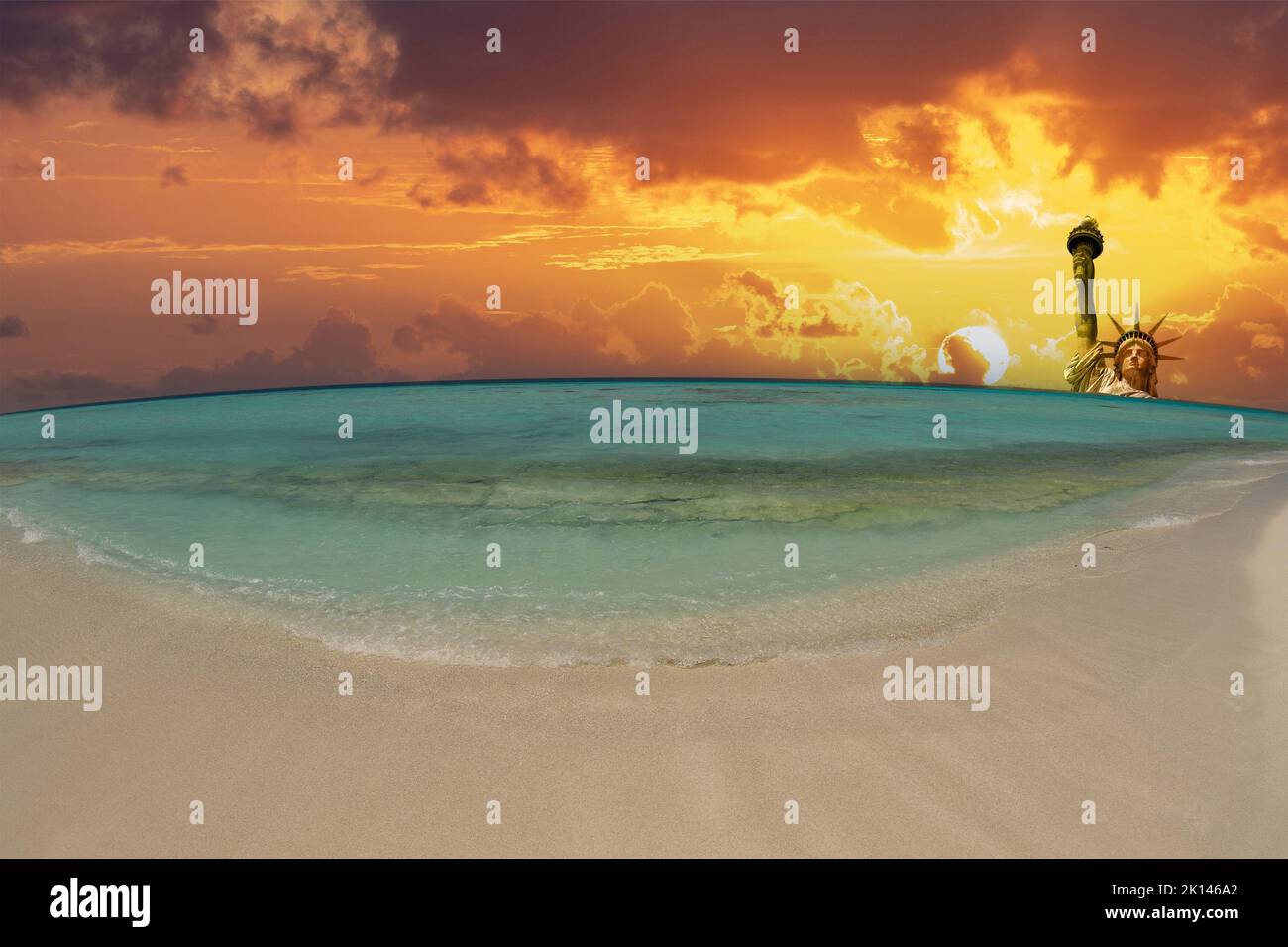 Liberty Statue post apocalypse beach with Statue of liberty New york ...