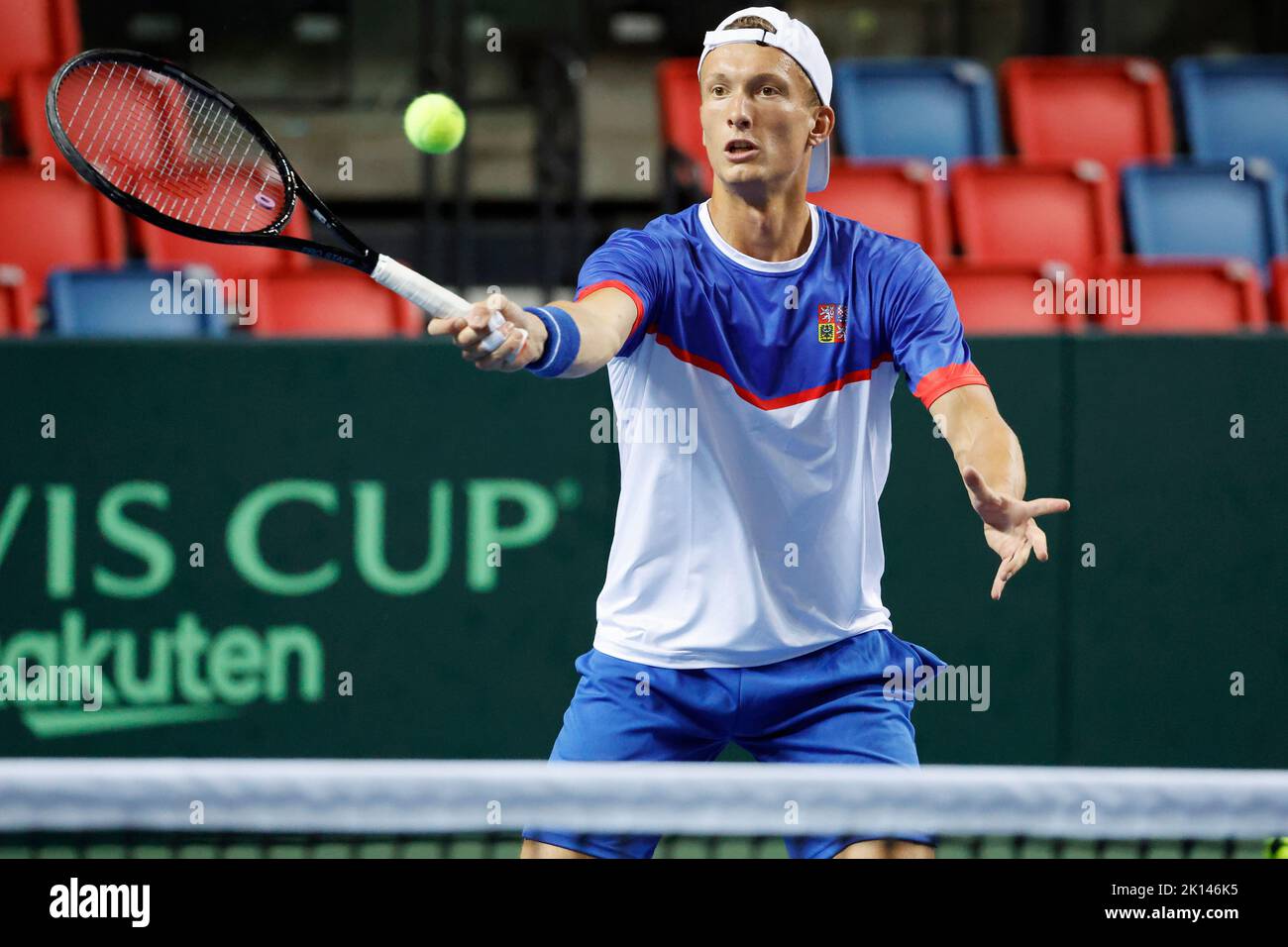 Czech Jiri Lehecka in action during the training session in Tel Aviv ...