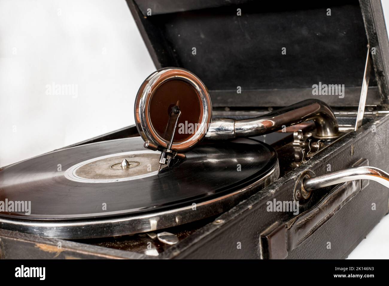 Old gramophone closeup - various constructive details Stock Photo - Alamy
