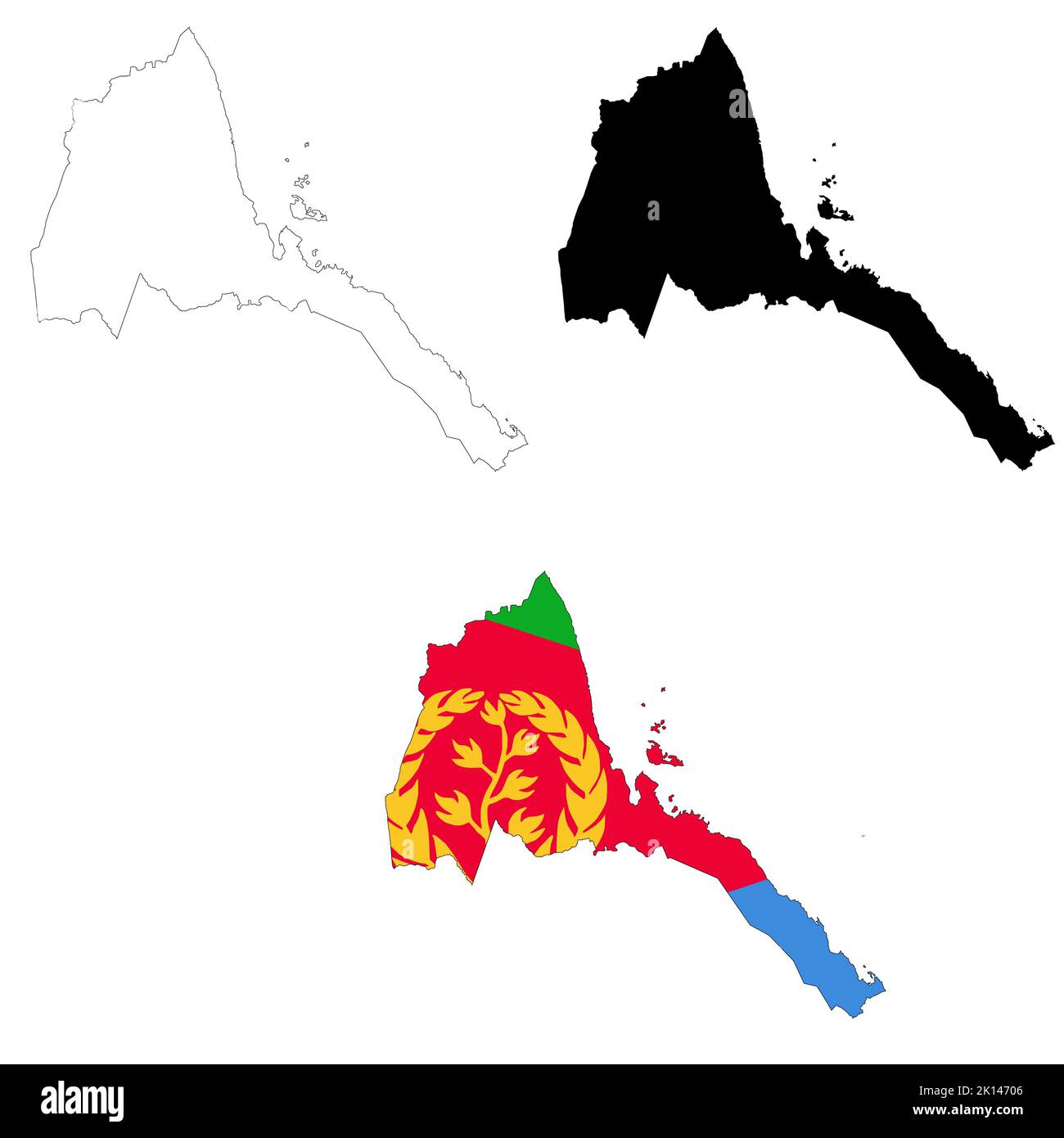 Map of Eritrea with flag. Flag of Eritrea maps territory. Outline map Eritrea. flat style Stock ...