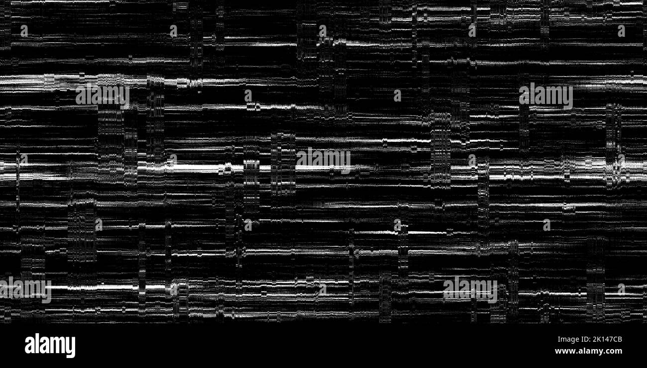 Seamless black and white retro VHS scanlines or TV signal static noise ...
