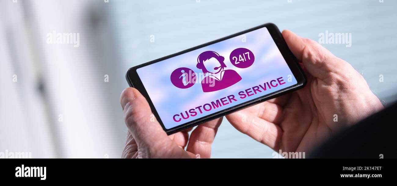 Smartphone screen displaying a customer service concept Stock Photo - Alamy