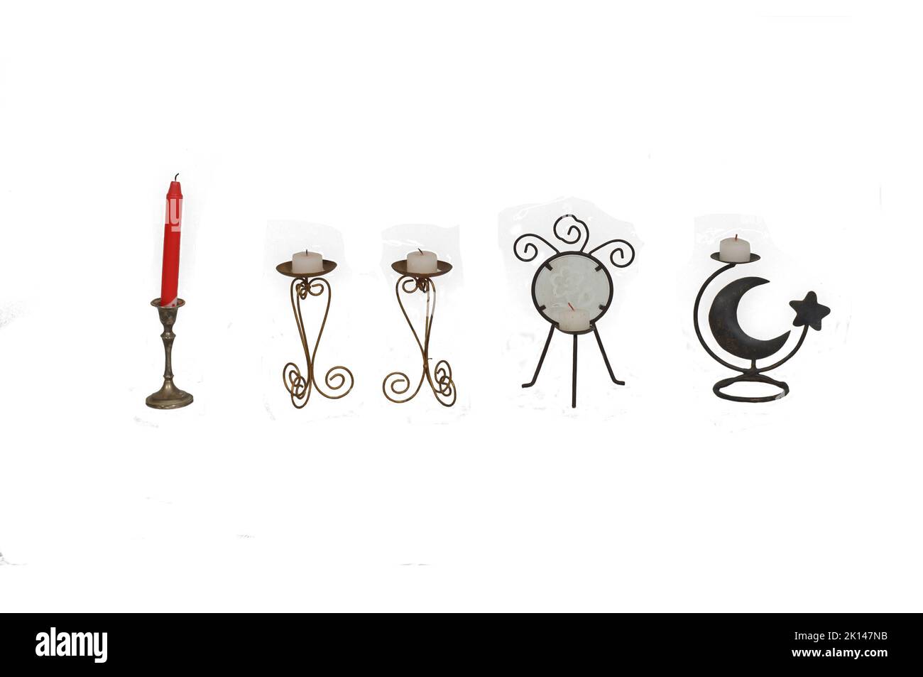 Collection of candlesticks, isolated on white background Stock Photo ...