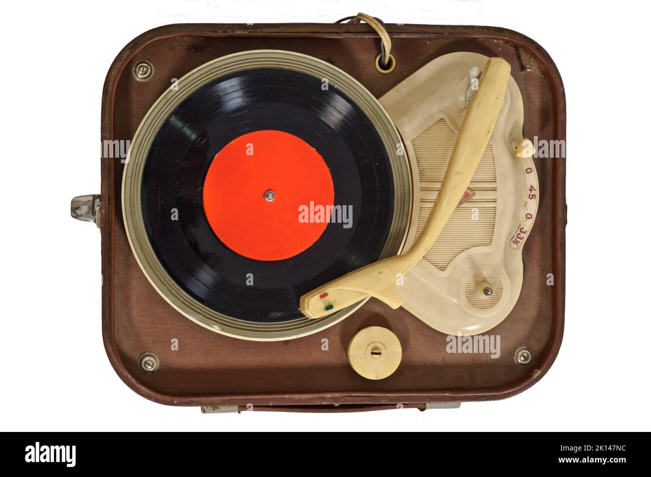 Old turntable with vinyl record, isolated on white background Stock ...