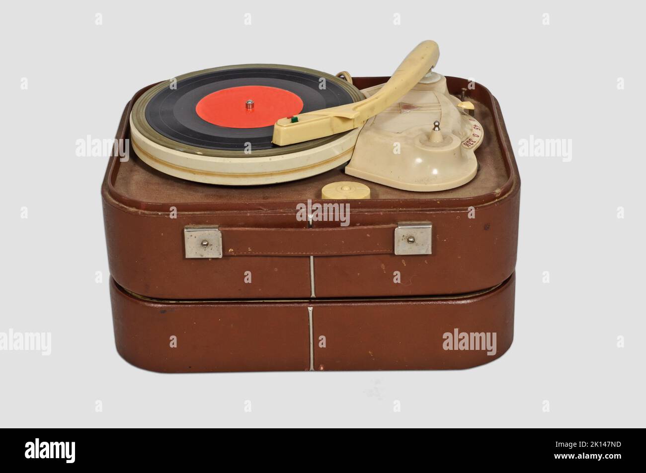 Old turntable with vinyl record, isolated on white background Stock ...