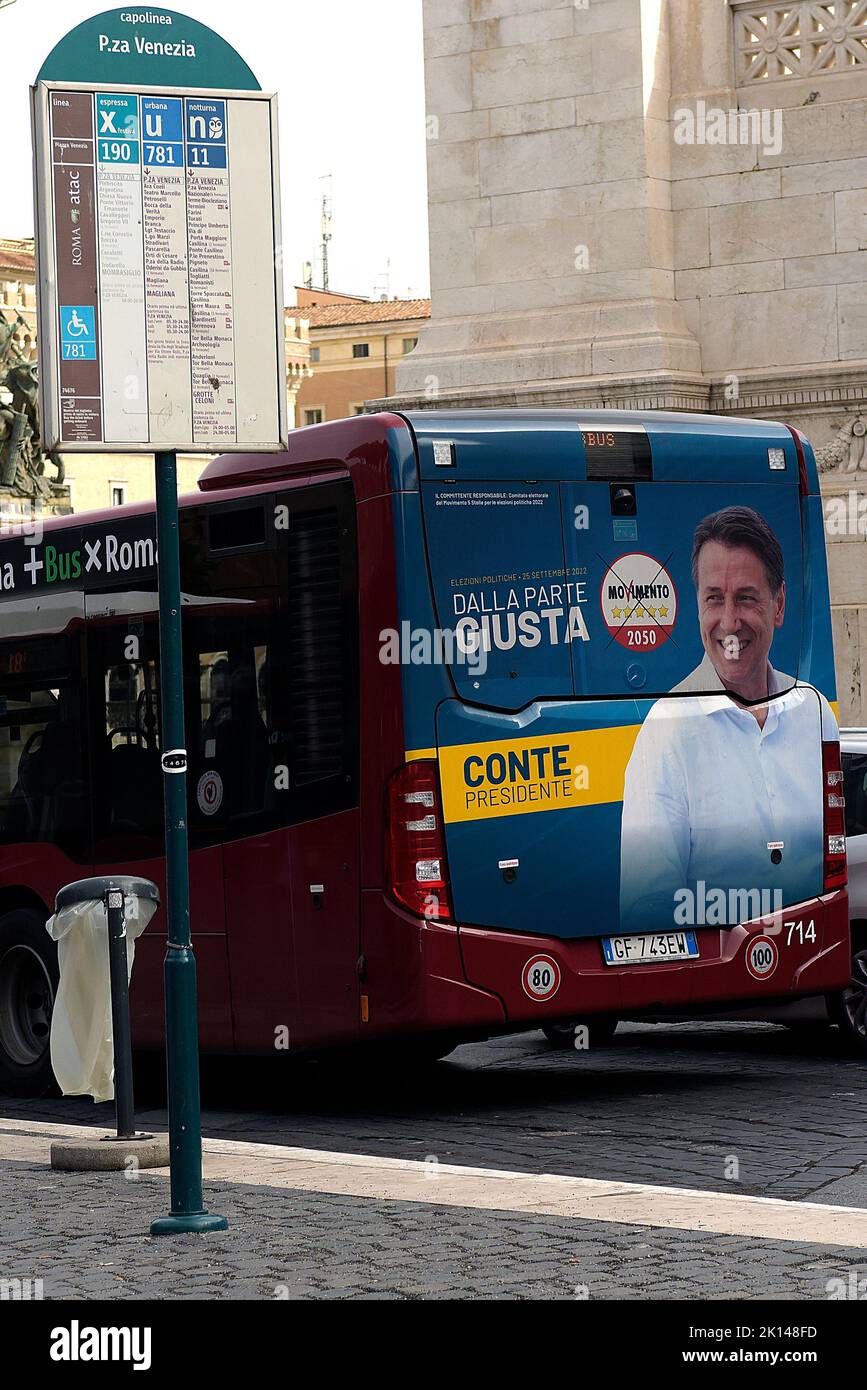 The electoral poster of Giuseppe Conte, leader of the Movimento 5 ...