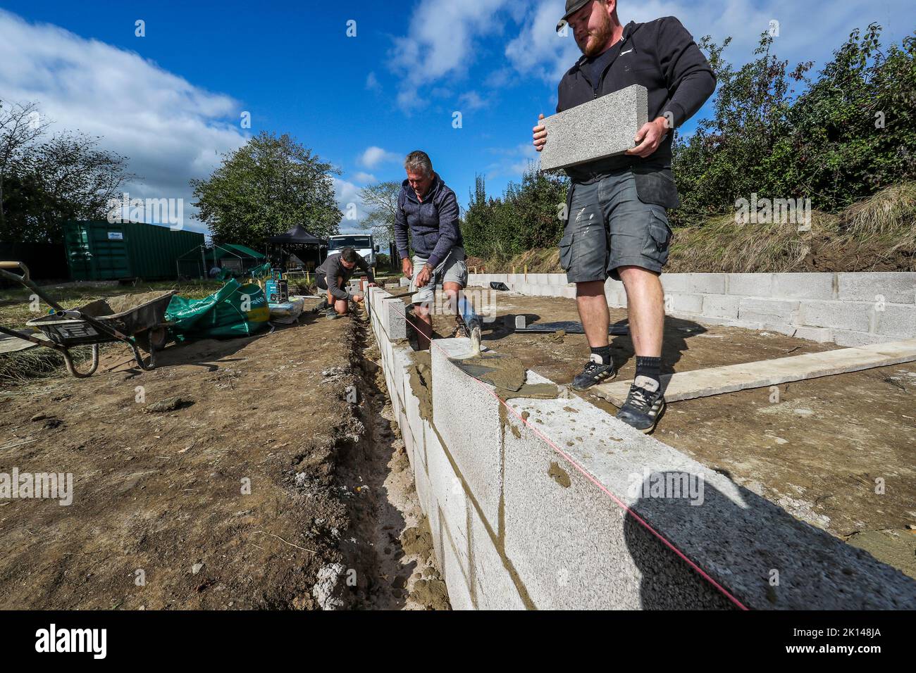 Rural construction. Building a stable base within grazing paddocks ...