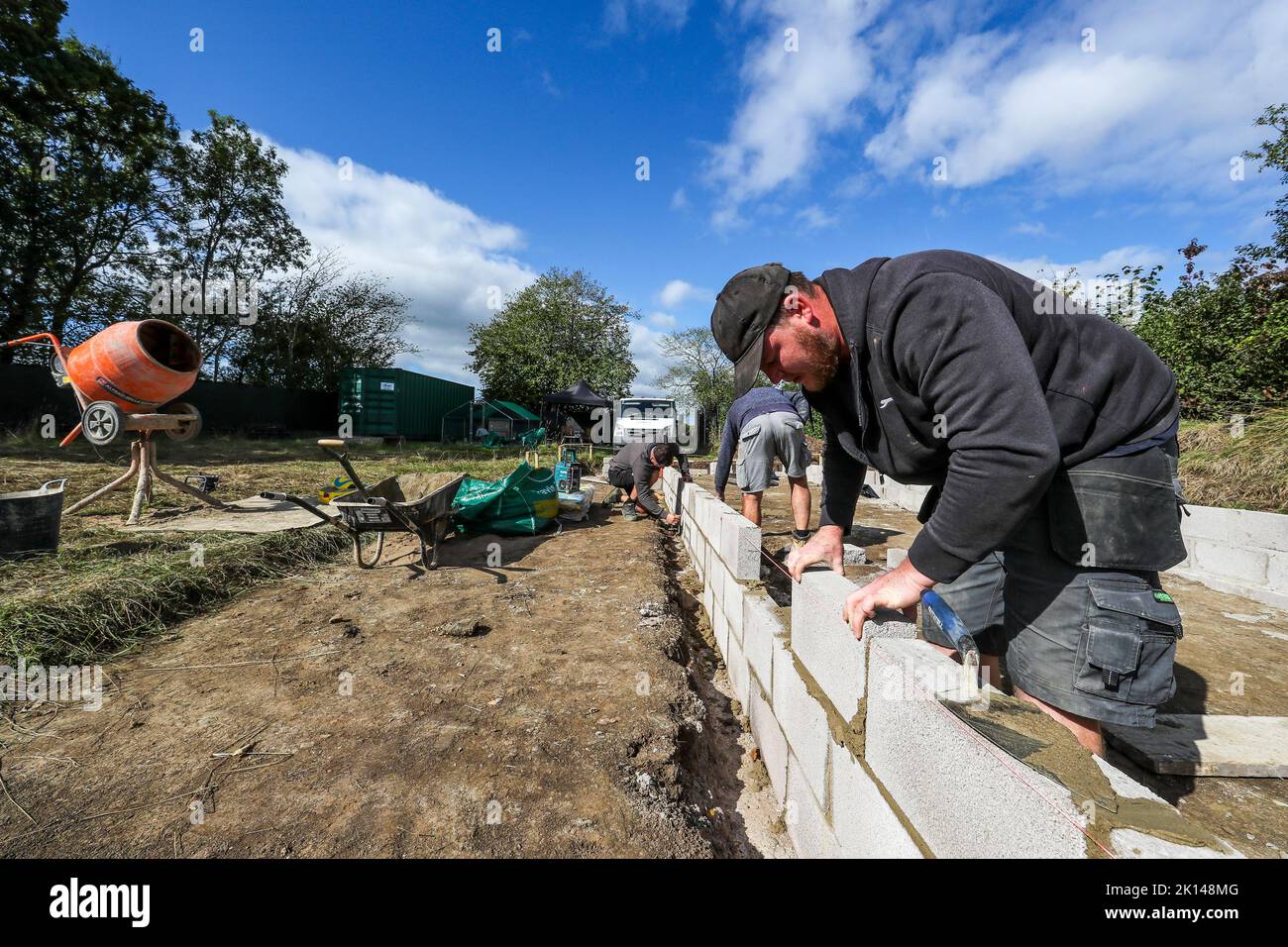 Rural construction. Building a stable base within grazing paddocks ...