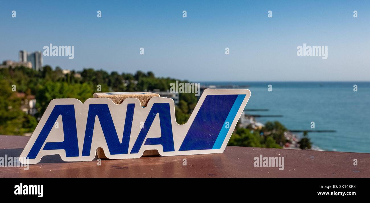 August 26, Sochi, Russia. The emblem of the Japanese airline All Nippon ...