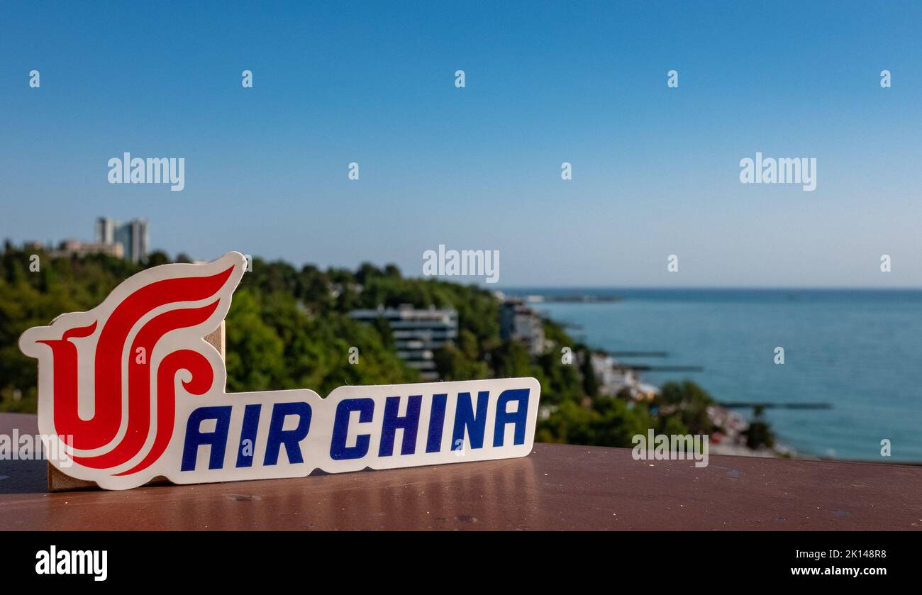August 26, Sochi, Russia. The emblem of the Chinese airline Air China ...