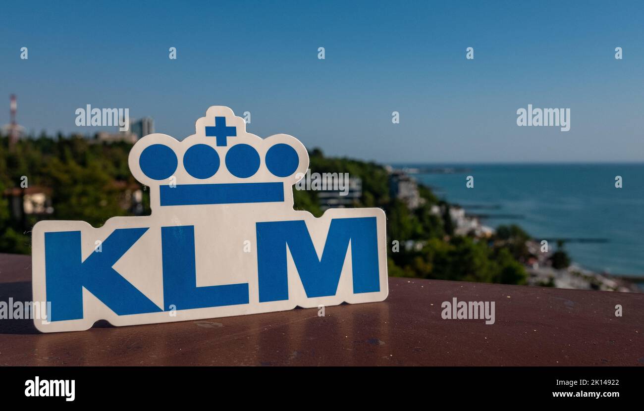 August 26, Sochi, Russia. The emblem of the Dutch airline KLM Royal ...