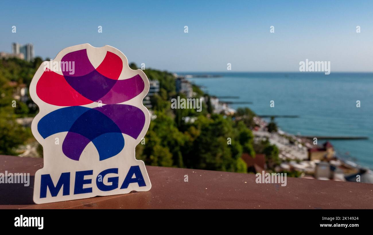 August 26, Sochi, Russia. The emblem of the Maldivian airline Mega ...