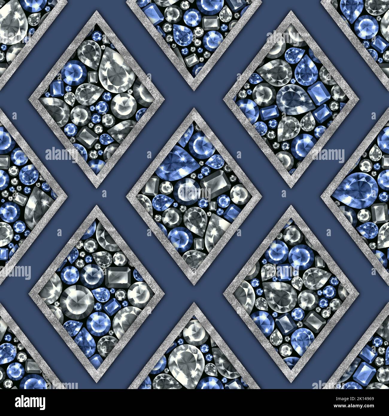 Seamless blue background with gemstones. Decorative jewelry pattern ...