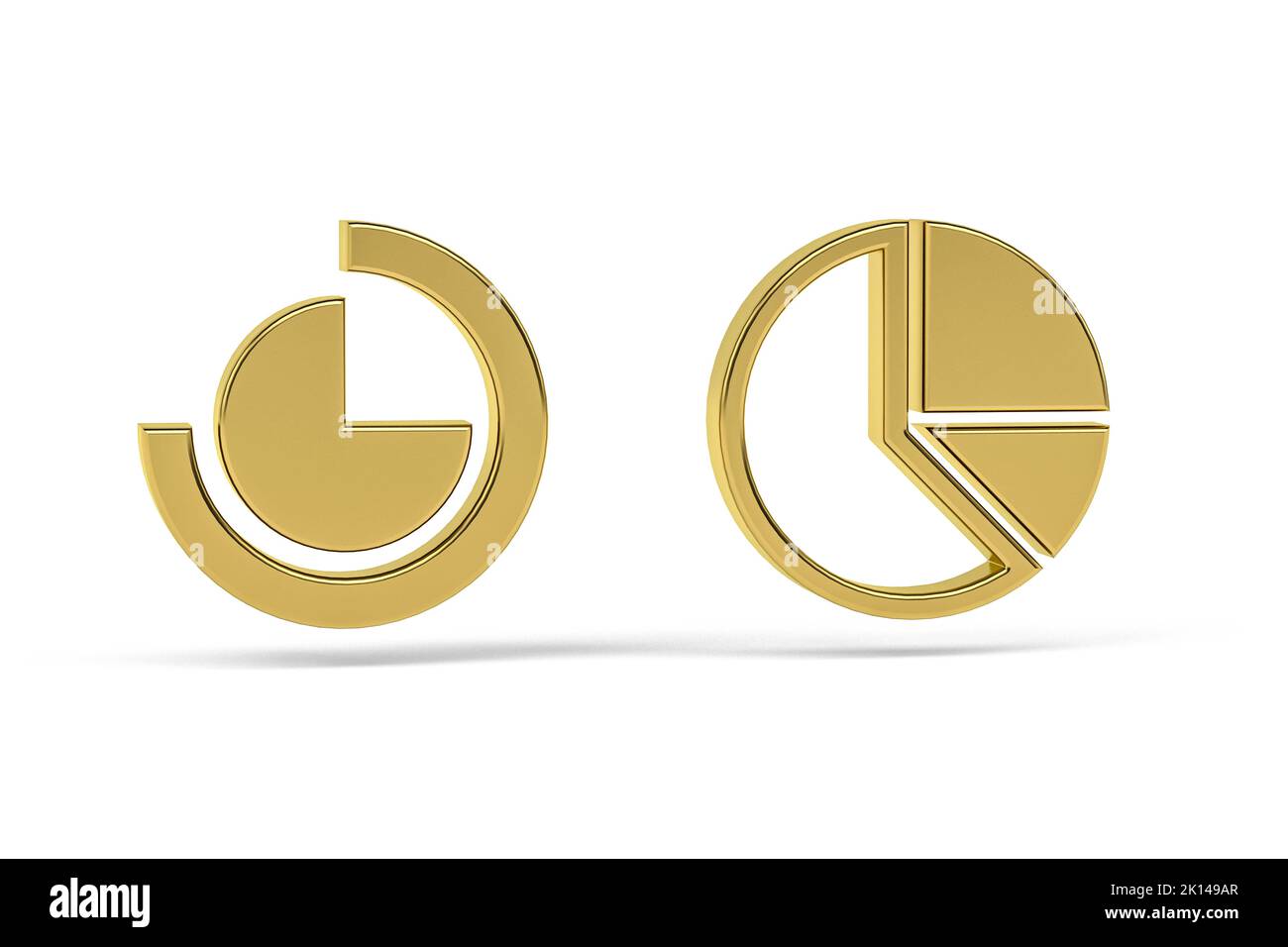 Golden 3d chart icon isolated on white background - 3D render Stock ...