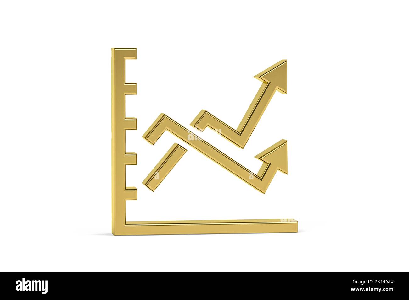 Golden 3d chart icon isolated on white background - 3D render Stock ...