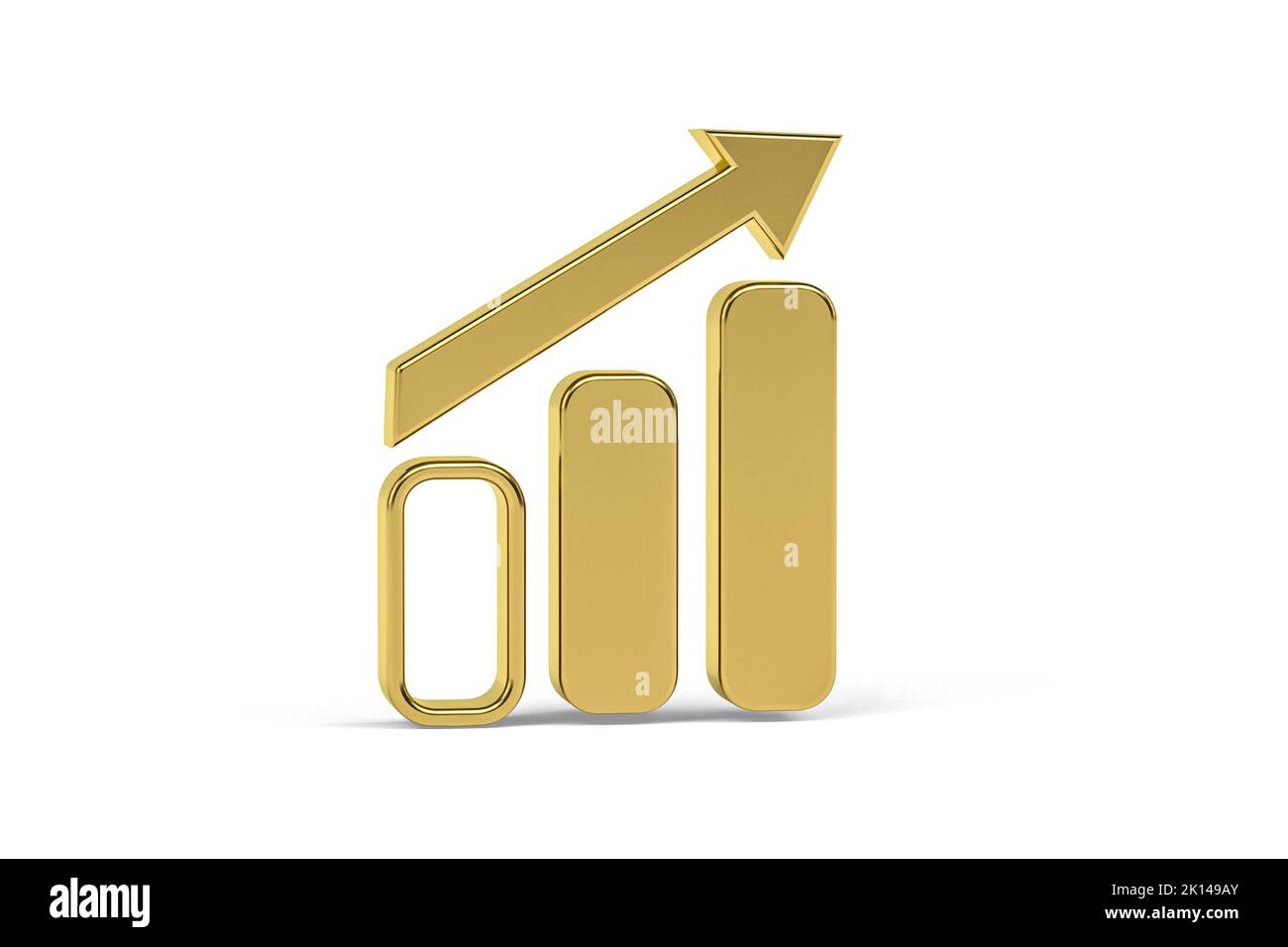 Golden 3d chart icon isolated on white background - 3D render Stock ...