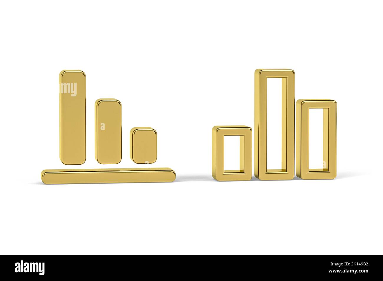 Golden 3d chart icon isolated on white background - 3D render Stock ...