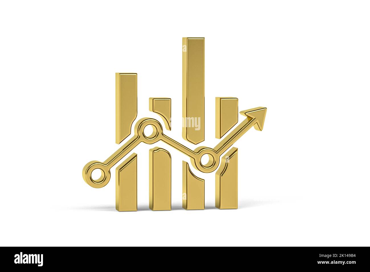 Golden 3d chart icon isolated on white background - 3D render Stock ...