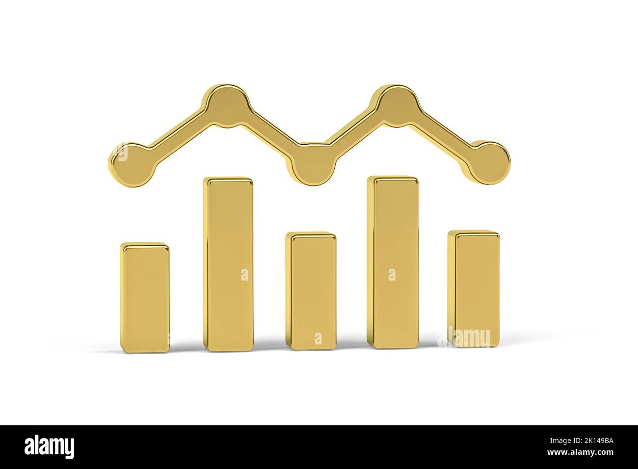 Golden 3d chart icon isolated on white background - 3D render Stock ...