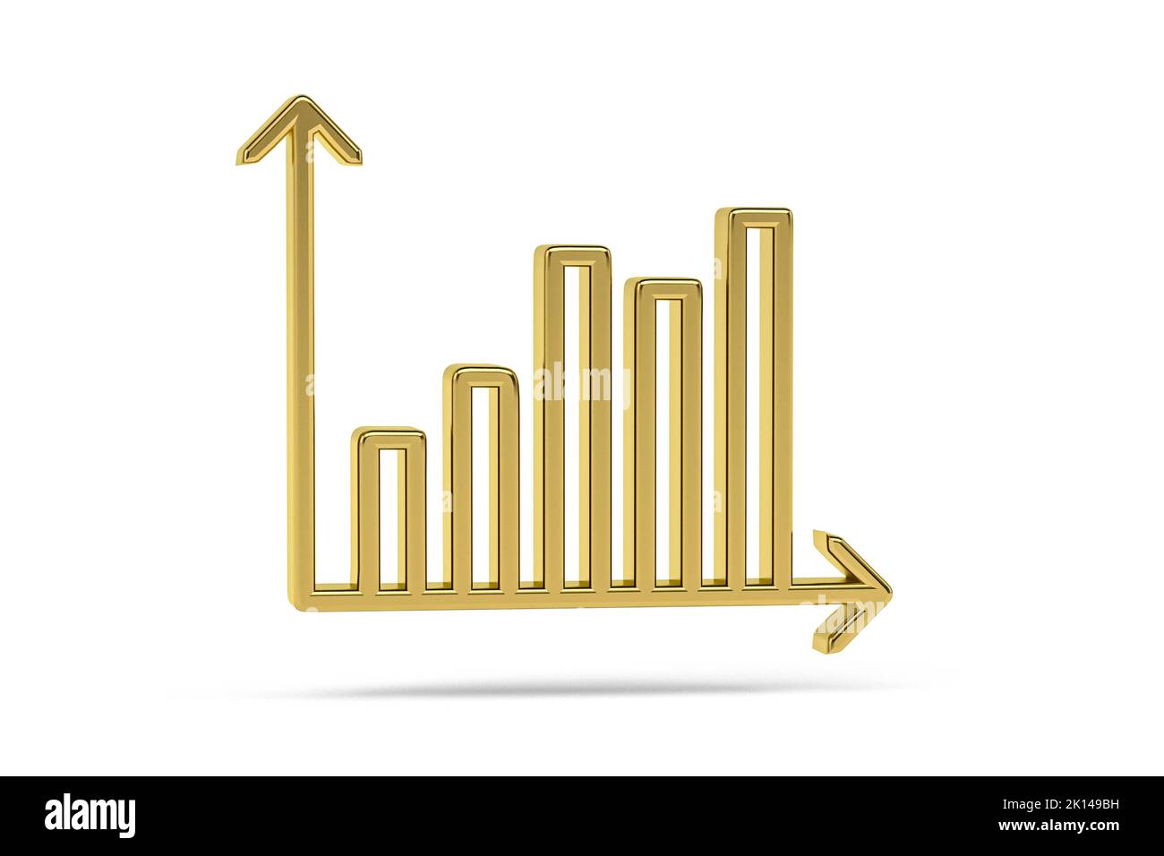 Golden 3d chart icon isolated on white background - 3D render Stock ...