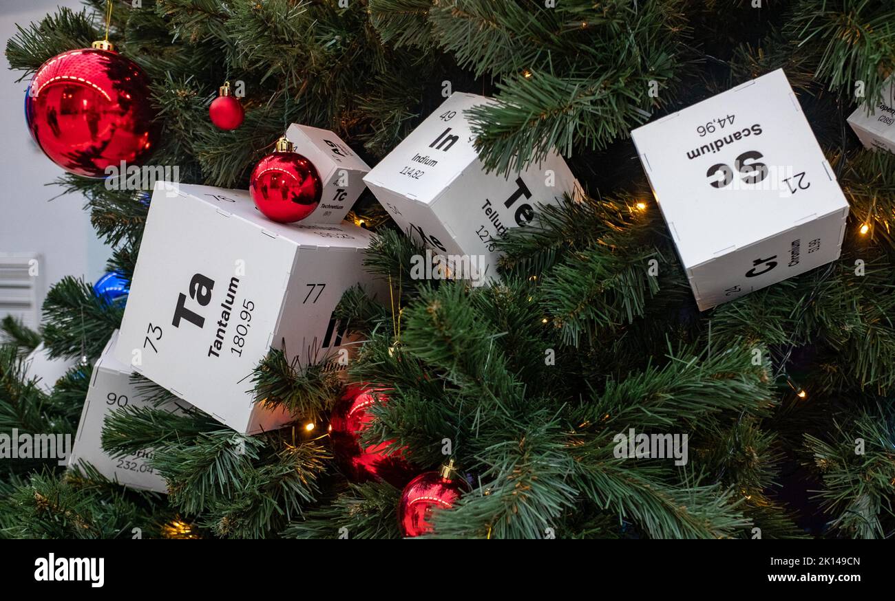 December 8, 2021, Sochi, Russia. Paper cubes with elements of the ...