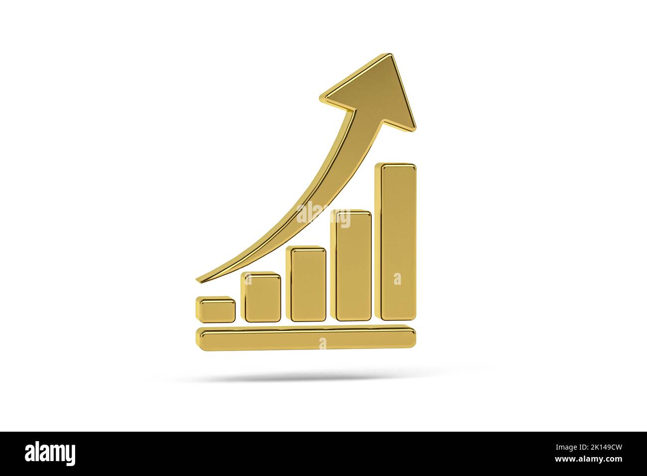 Golden 3d chart icon isolated on white background - 3D render Stock ...