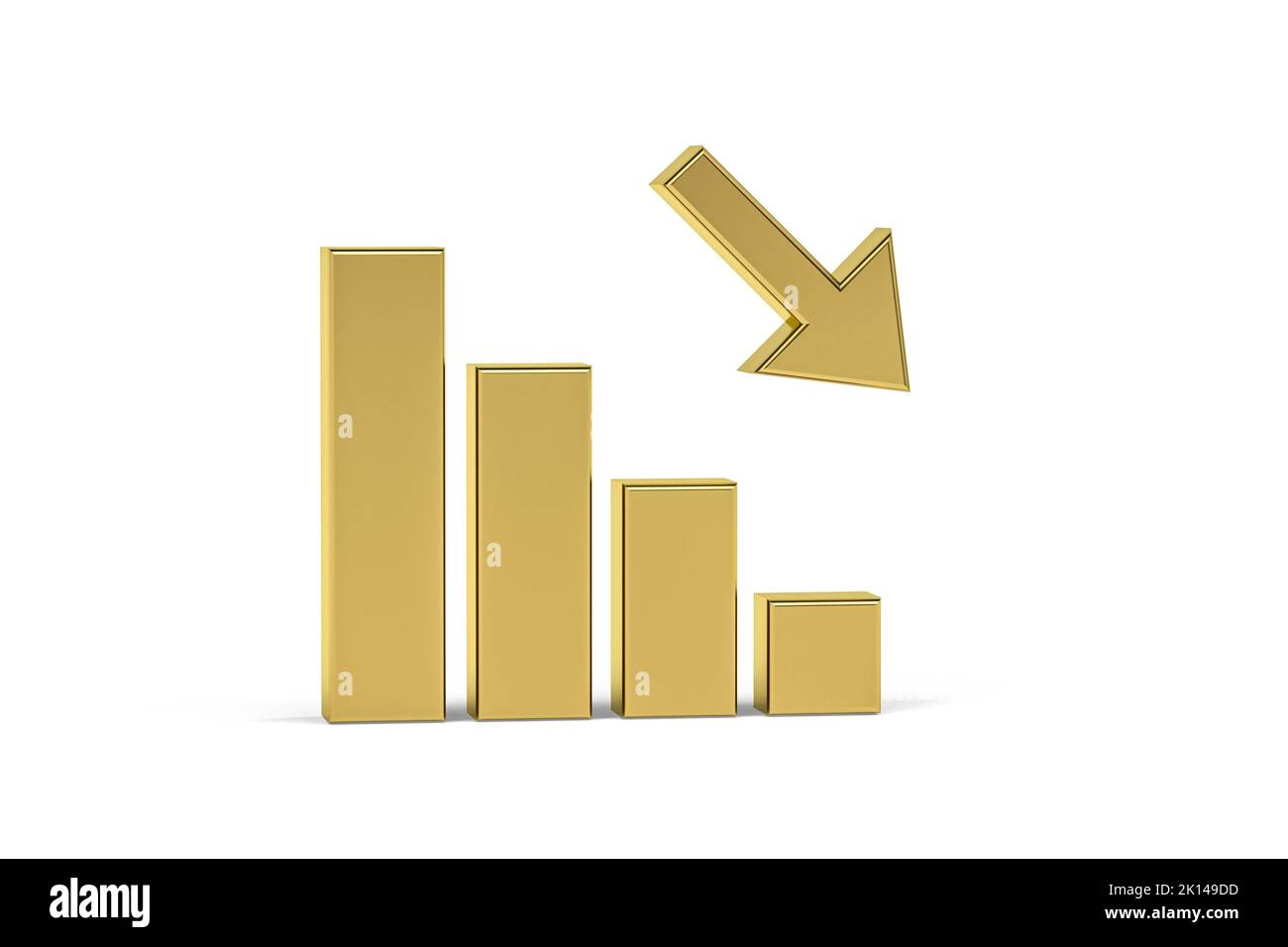 Golden 3d chart icon isolated on white background - 3D render Stock ...