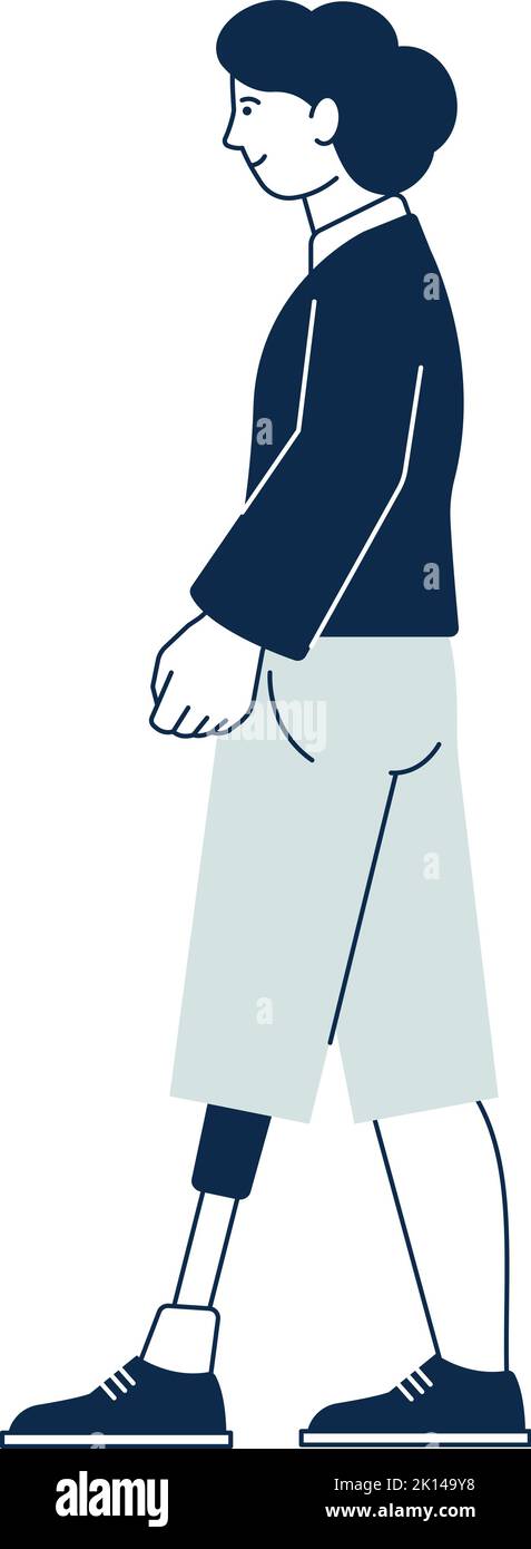 Woman with artificial leg walking. Disabled person with prosthetic limb ...