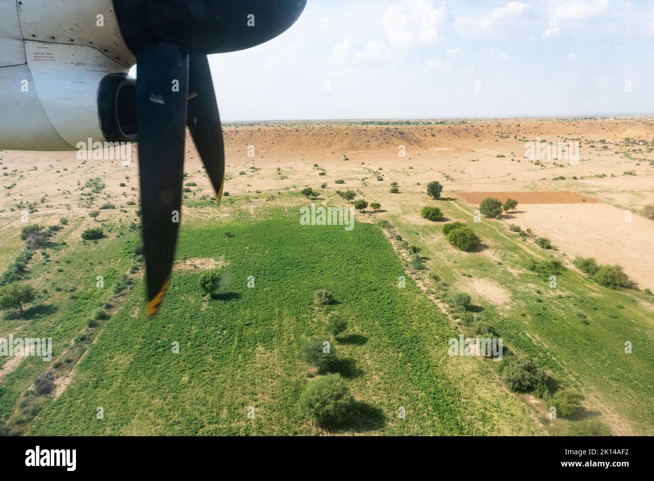 View of beautiful landscape of Thar desert from an aeroplane, Rajasthan ...