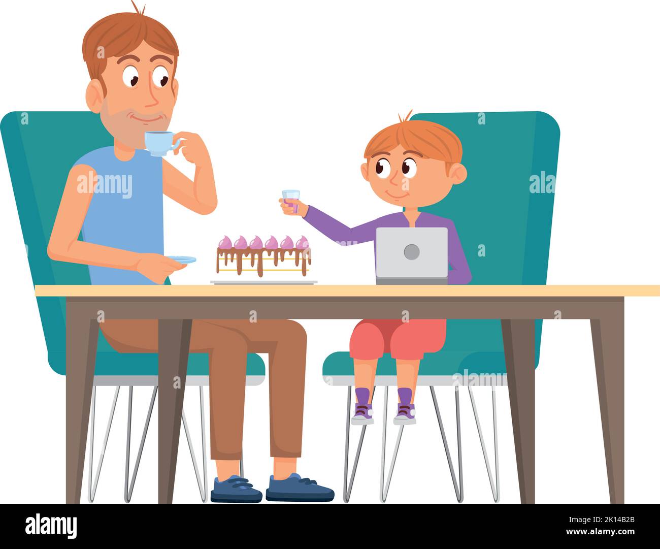Man eating cake happy Stock Vector Images - Alamy