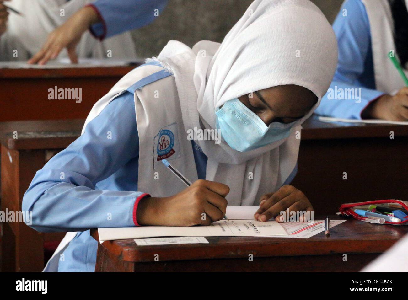 Dhaka. 15th Sep, 2022. A student takes exam at the Secondary School ...