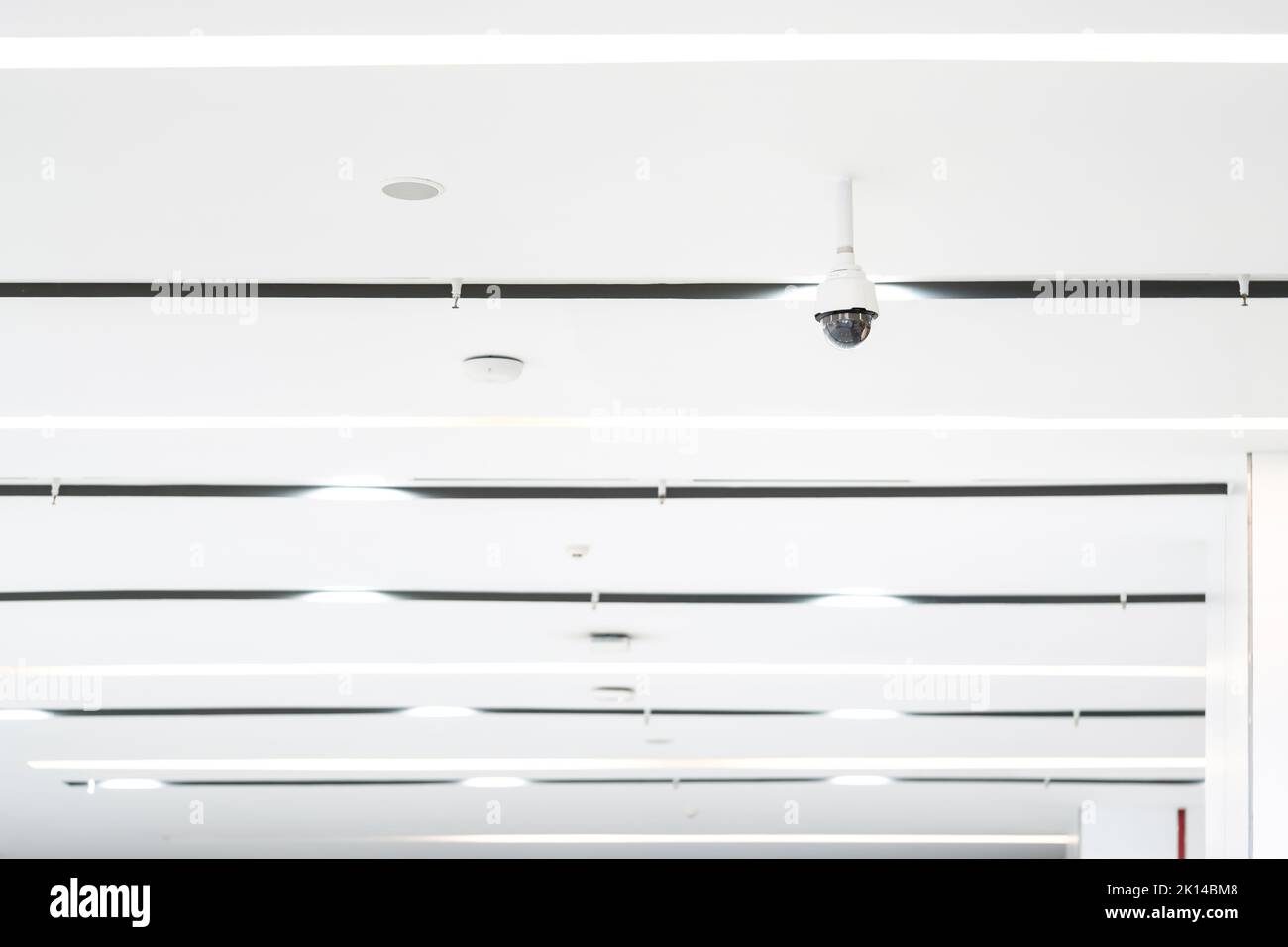 White CCTV with acrylic glass dome cover camera len in the centre ...