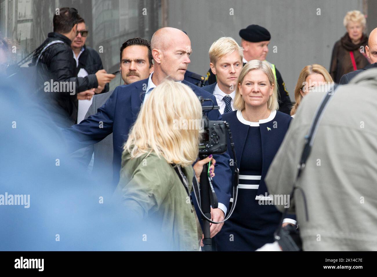 Swedish PM Magdalena Andersson walks to Riksdag to present her ...