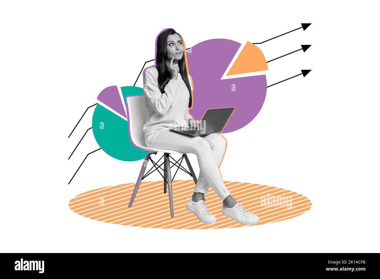 3d retro abstract creative artwork template collage of thoughtful smart ...