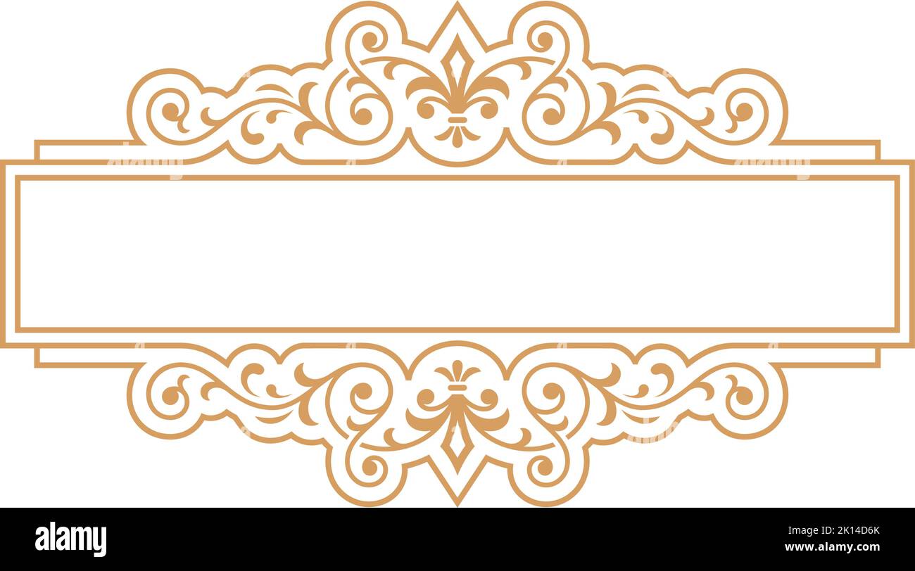 Golden rectangular monogram template. Premium line ornament Stock ...