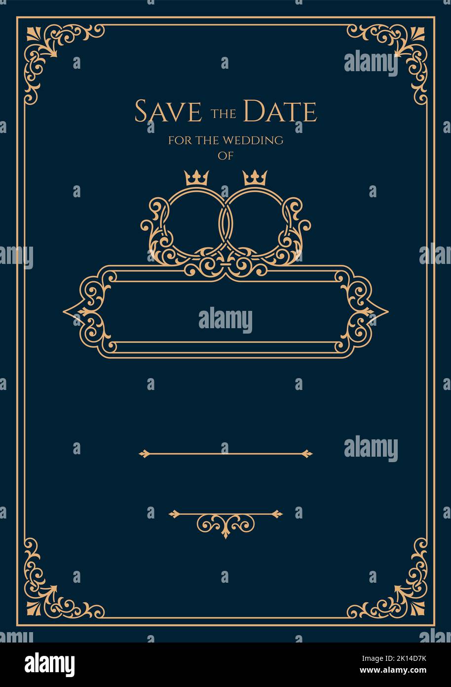 Classic wedding invitation template in vintage filigree style Stock ...