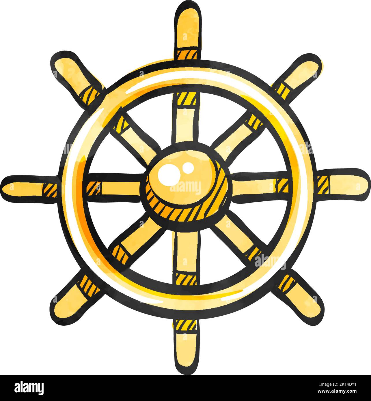 Cartoon ship wheel doodle Stock Vector Images - Alamy