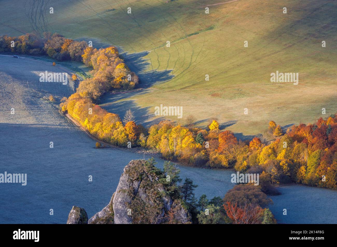 Trees in the valley in autumn colors. National Nature Reserve Sulov ...